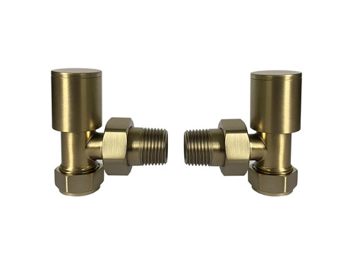 Circulus Brushed Brass Angled Valve Set | Radox Radiators