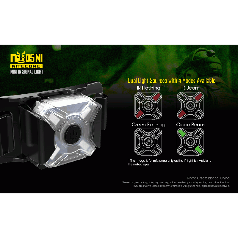 NiteCoreNU05 MI Green/IR Infrared Rechargeable Strobe | VF1 Systems