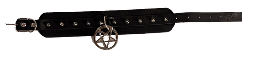 Leather Pentagram Spiked Collar | Korey's Patches