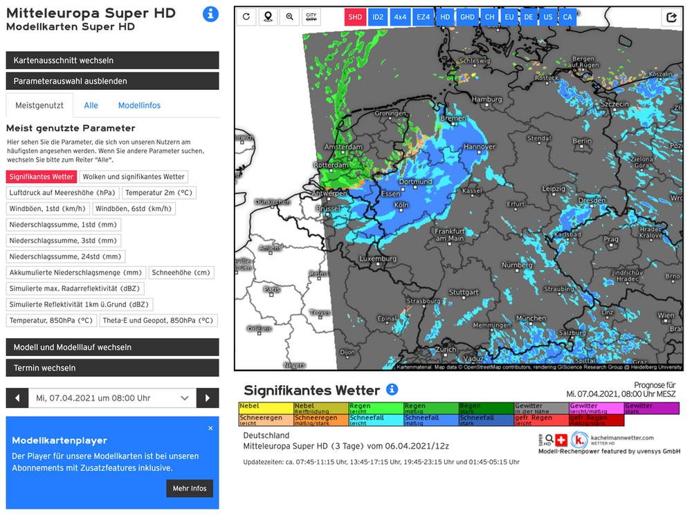 Wettervorhersage mit Kachelmann-Wetter