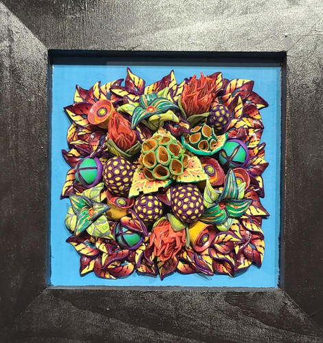Fantasy Patch, polymer clay framed wall art by Laura Fesser | Art Lounge