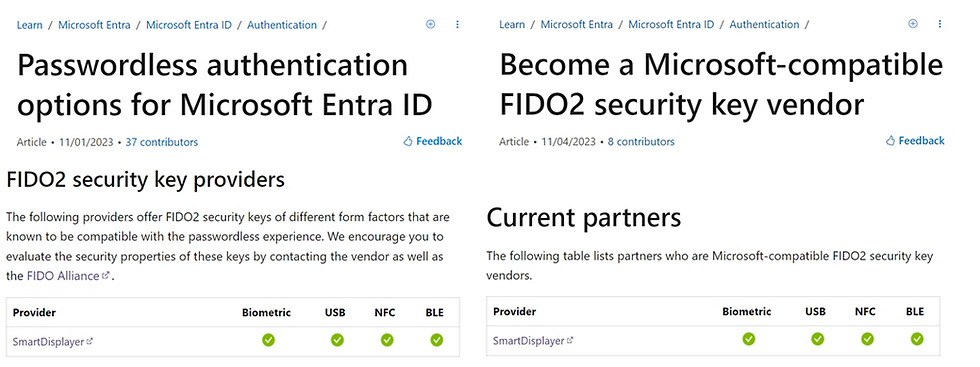 Microsoft FIDO2 security key providers and partners