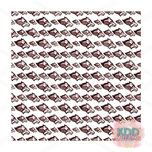 Watford City Wolves Mascot Print Repeating Fill Digital Paper PNG 300d ...