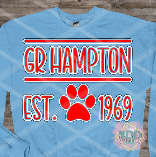 CUSTOM GR Hampton Est. 1969 Paw Print 300dpi PNG - DTF File | Kdd ...
