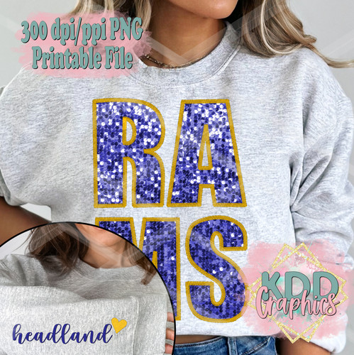 Rams - Yellow Gold Navy Sequin Bundle - Headland Heart - PNG 300d | Kdd ...