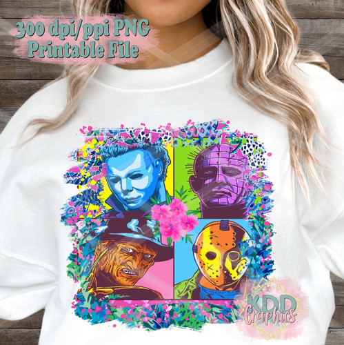 Preppy Freddy Kruger Pin Head Jason Michael Floral Horror Thriller ...