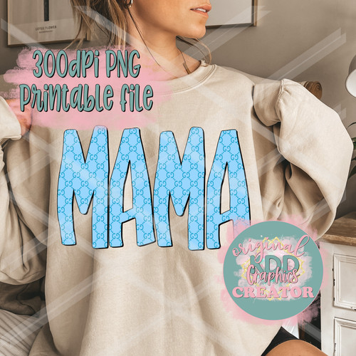 Mama - Gucci GG Light Blue Monogram - 300dpi/ppi PNG | Kdd Graphics By Tab