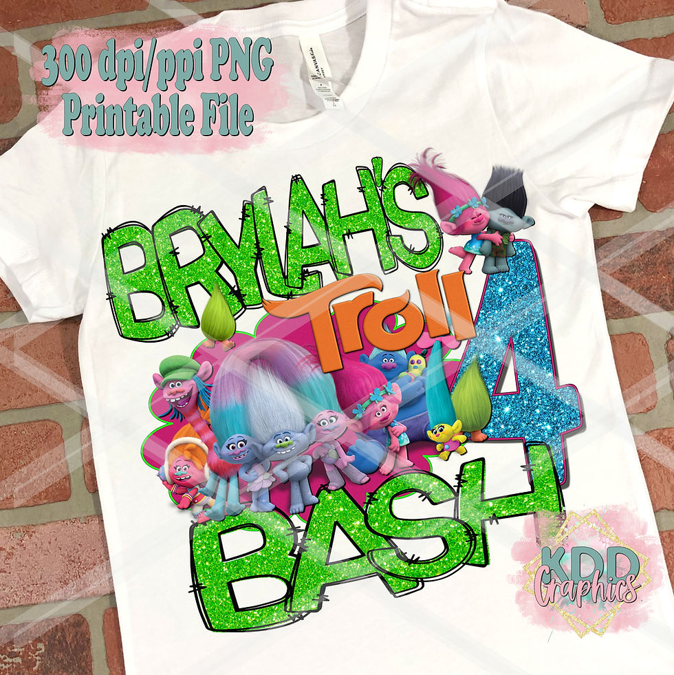 Trolls 4th Birthday Bash Themed Bundle 300dpi PNG | Kdd Graphics By Tab