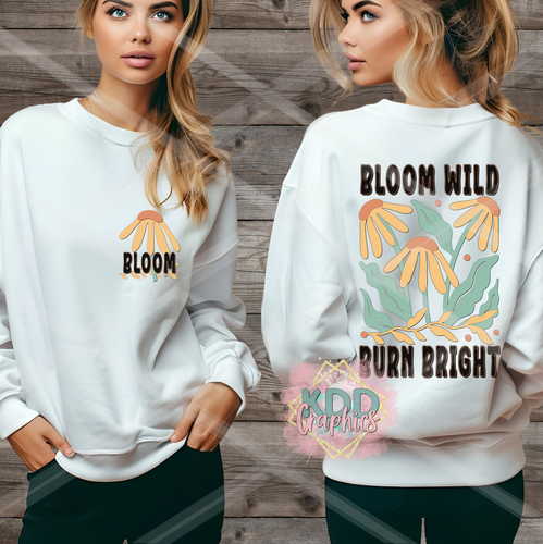Bloom Wild Burn Bright Bundle - Retro Inspirational Floral 300dpi PNG ...