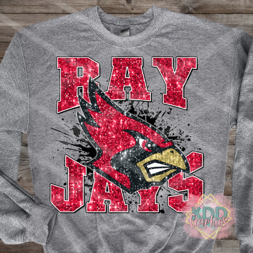 CUSTOM Ray Jays Cardinals - Sequin School Spirit 300dpi PNG | Kdd Graphics By Tab