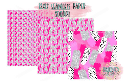 Preppy Pinks Dot Messy Brush Stroke Digital Paper SEAMLESS Repeat Fill ...