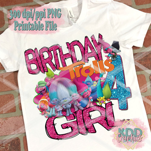 Trolls 4th Birthday Bash Themed Bundle 300dpi PNG | Kdd Graphics By Tab
