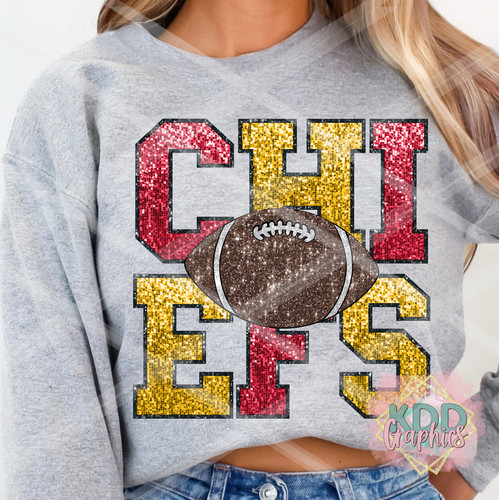Sequin Kansas City Chiefs Football 300dpi PNG - DTF File | Kdd Graphics By Tab