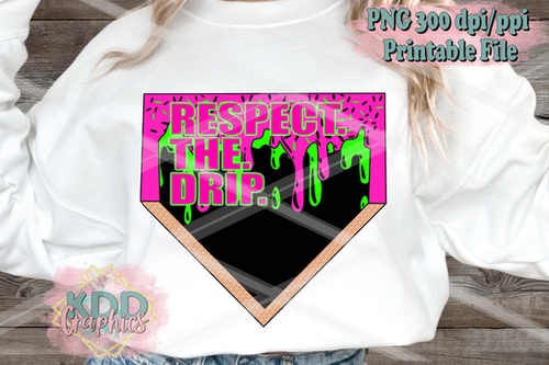 Respect The Drip - Melting Ice Cream Baseball Neon Pink Green - 300dpi ...