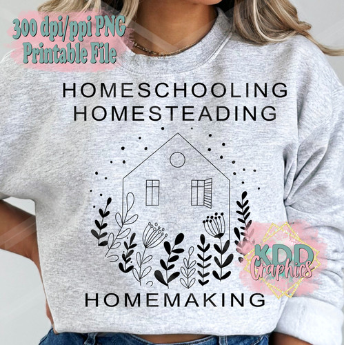 Homeschooling Homesteading Homemaking Logo - House Floral PNG | Kdd ...