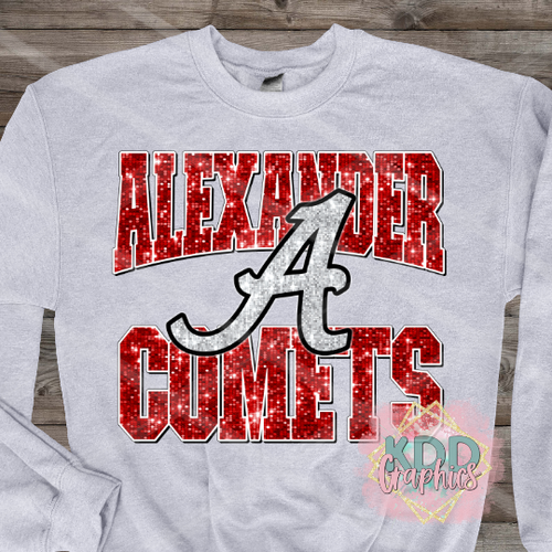 Alexander Comets Logo Sequin Varsity 2 - School Team Spirit PNG | Kdd ...