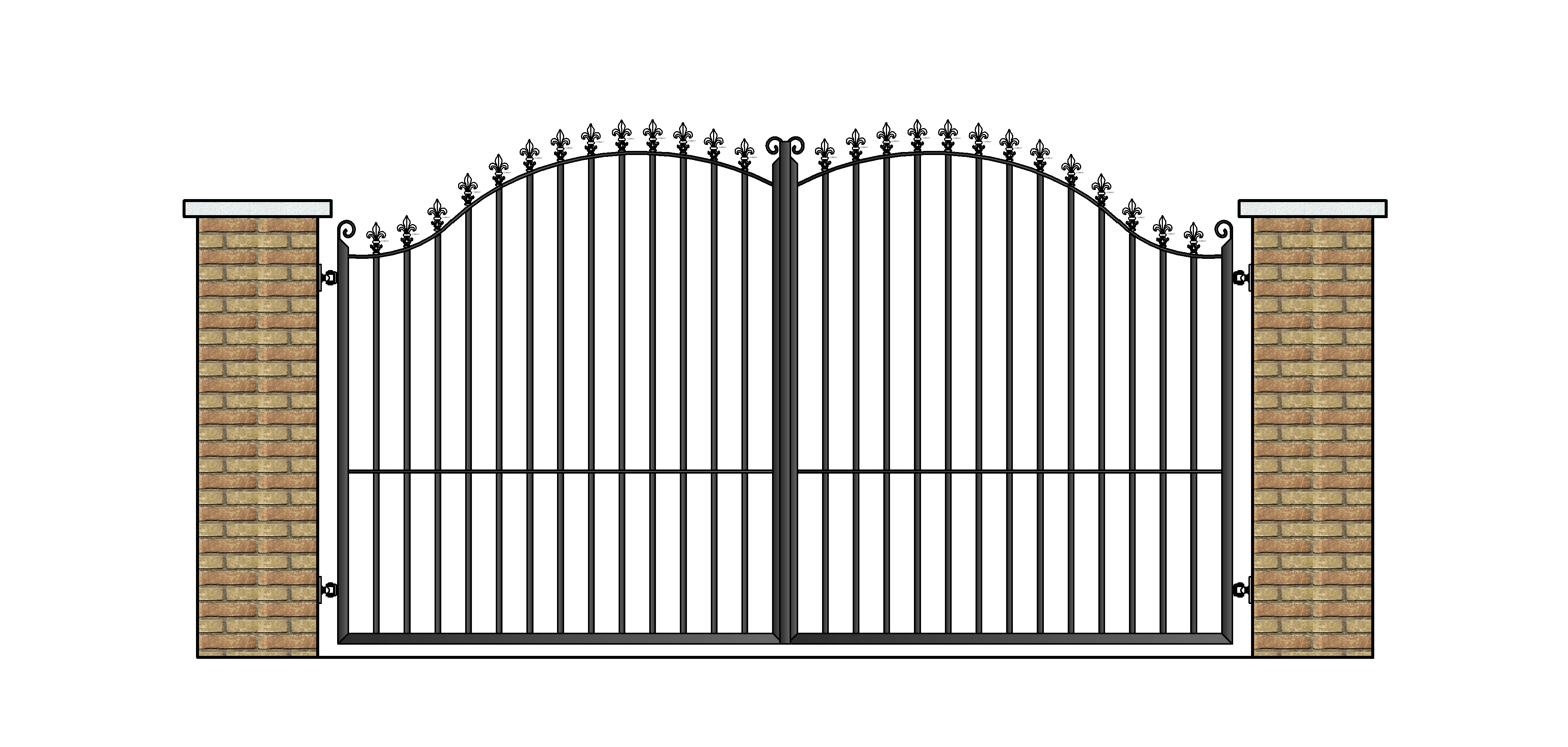 Gate Designs- Swing wrought iron driveway gate curved top5.2