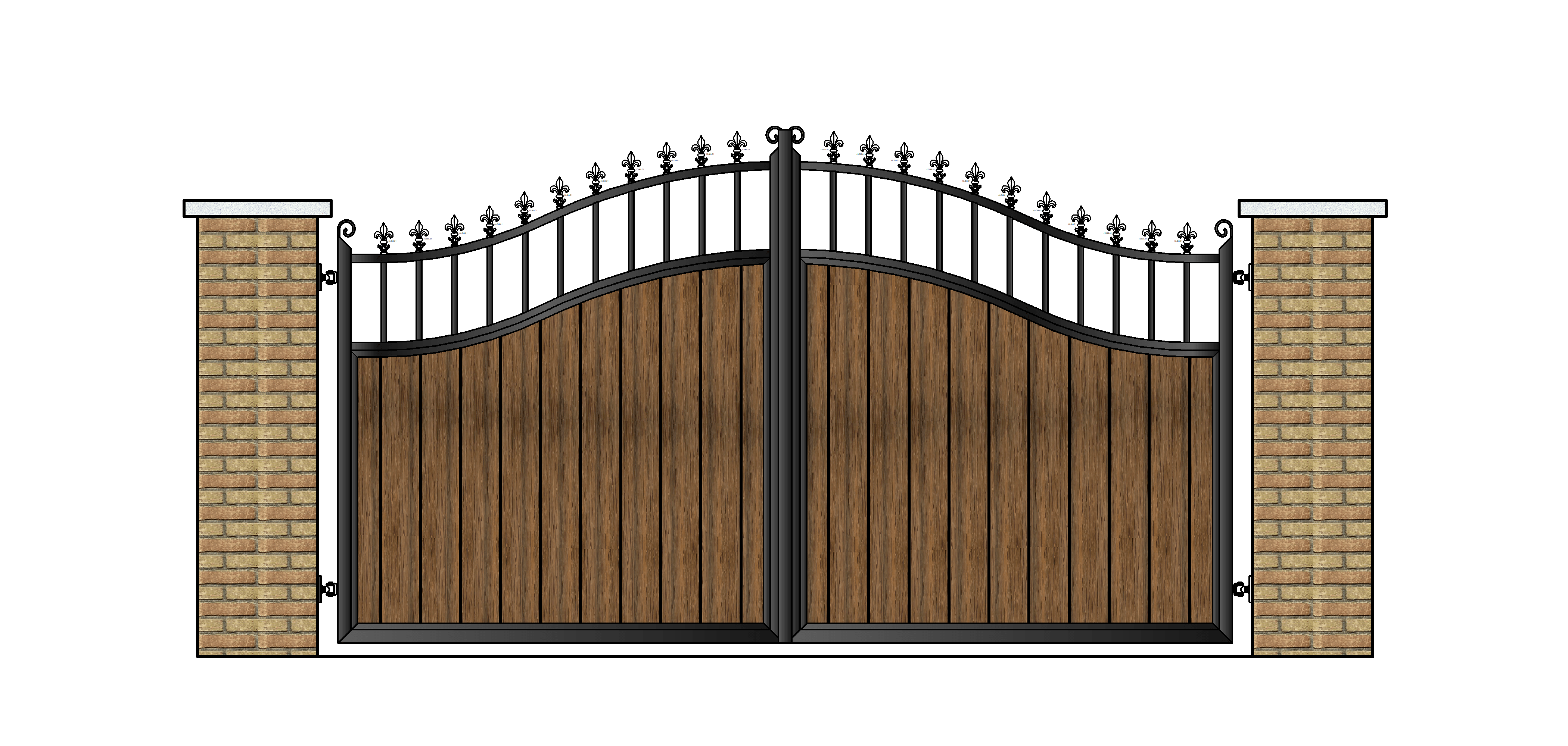 Gate Designs- Swing Composite Driveway Gate Curved Top 1.2-2