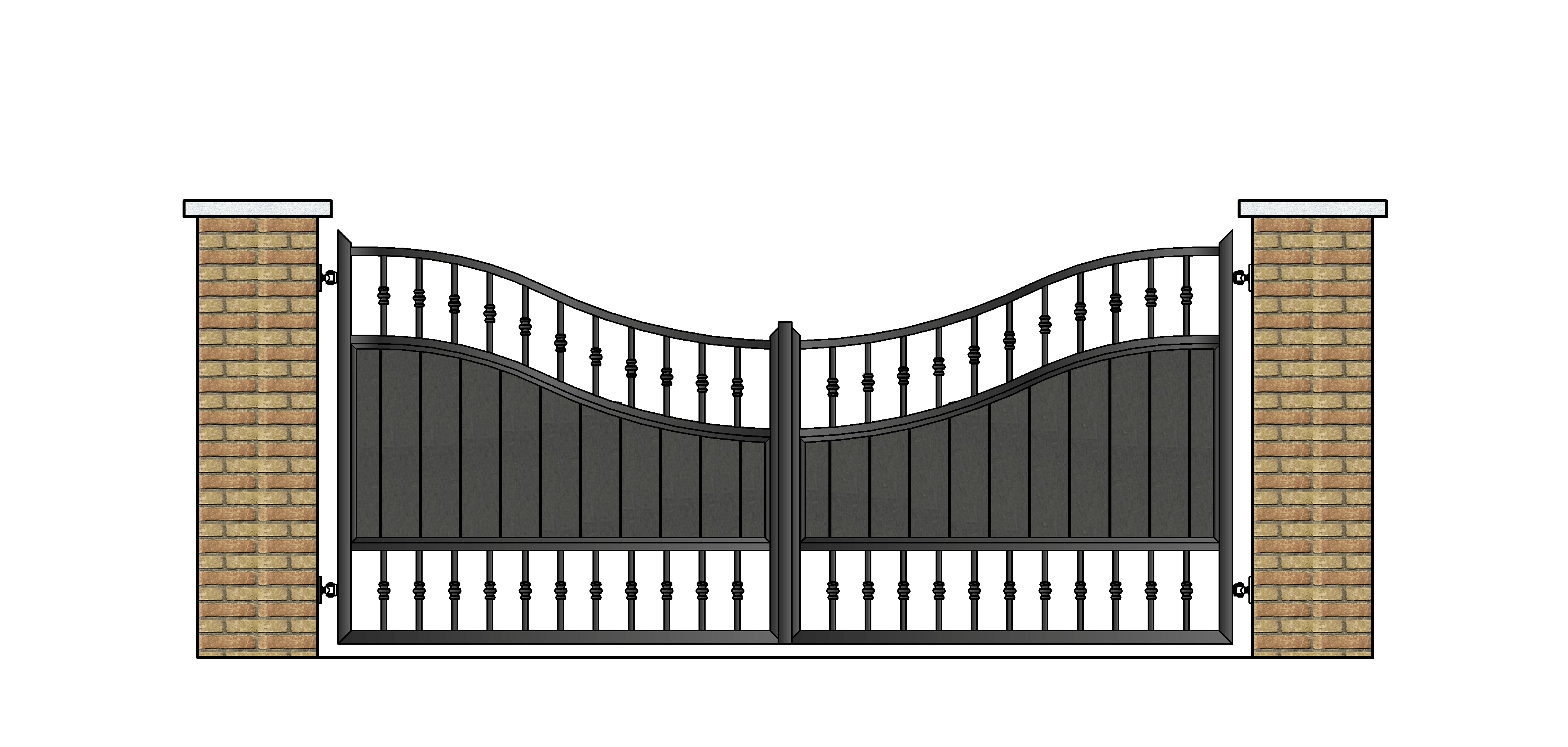 Gate Designs- Swing Composite Driveway Gate Curved Top 3.3.2