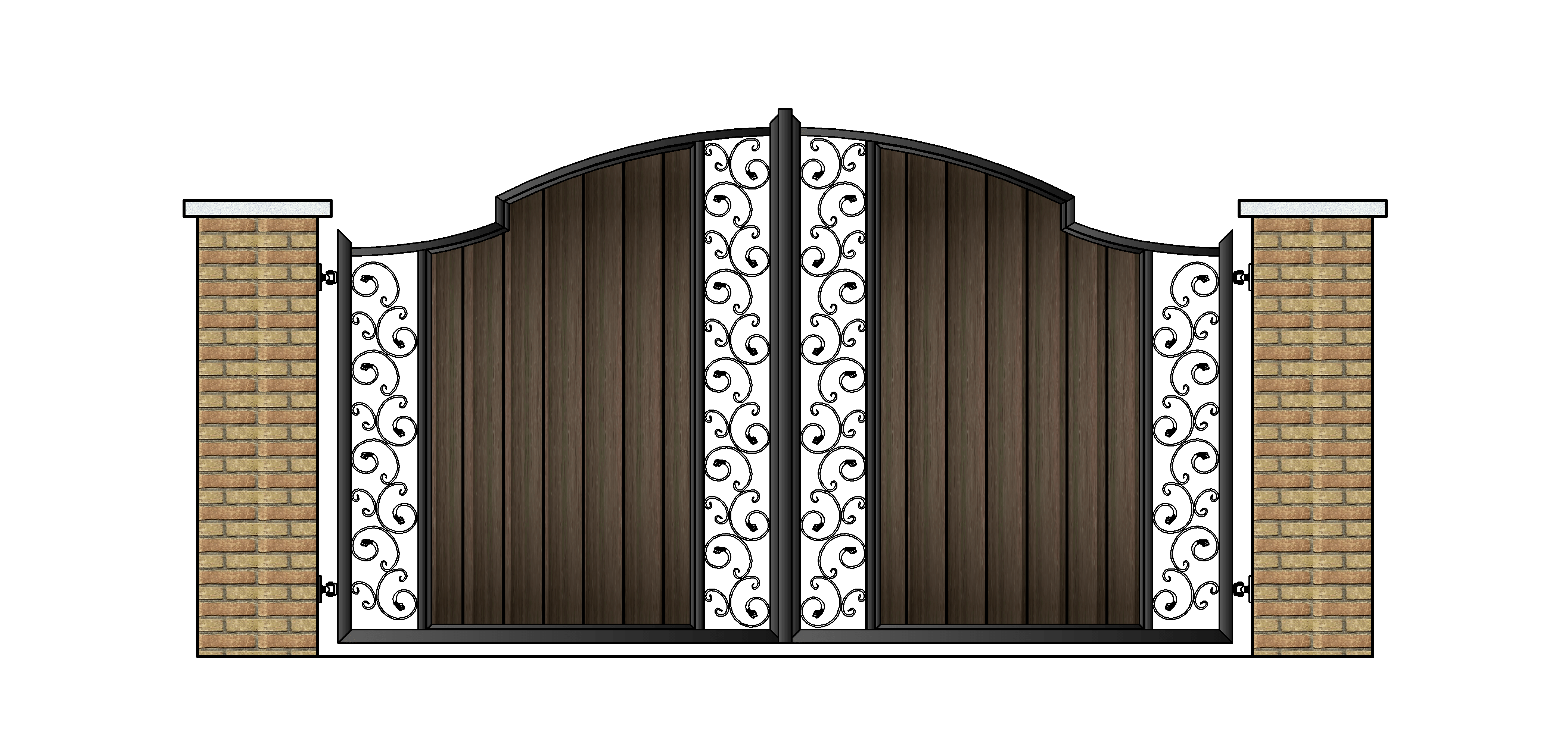 Gate Designs- Swing Composite Driveway Gate Curved Top 6.7