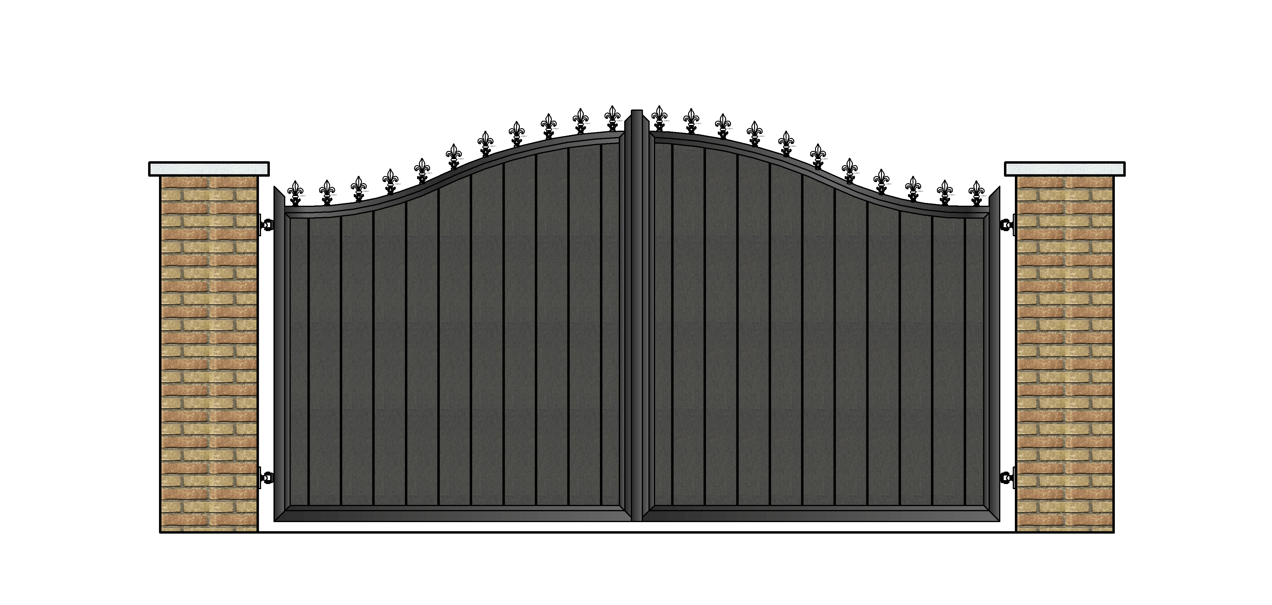 Gate Designs- Swing Composite Driveway Gate Curved Top 2