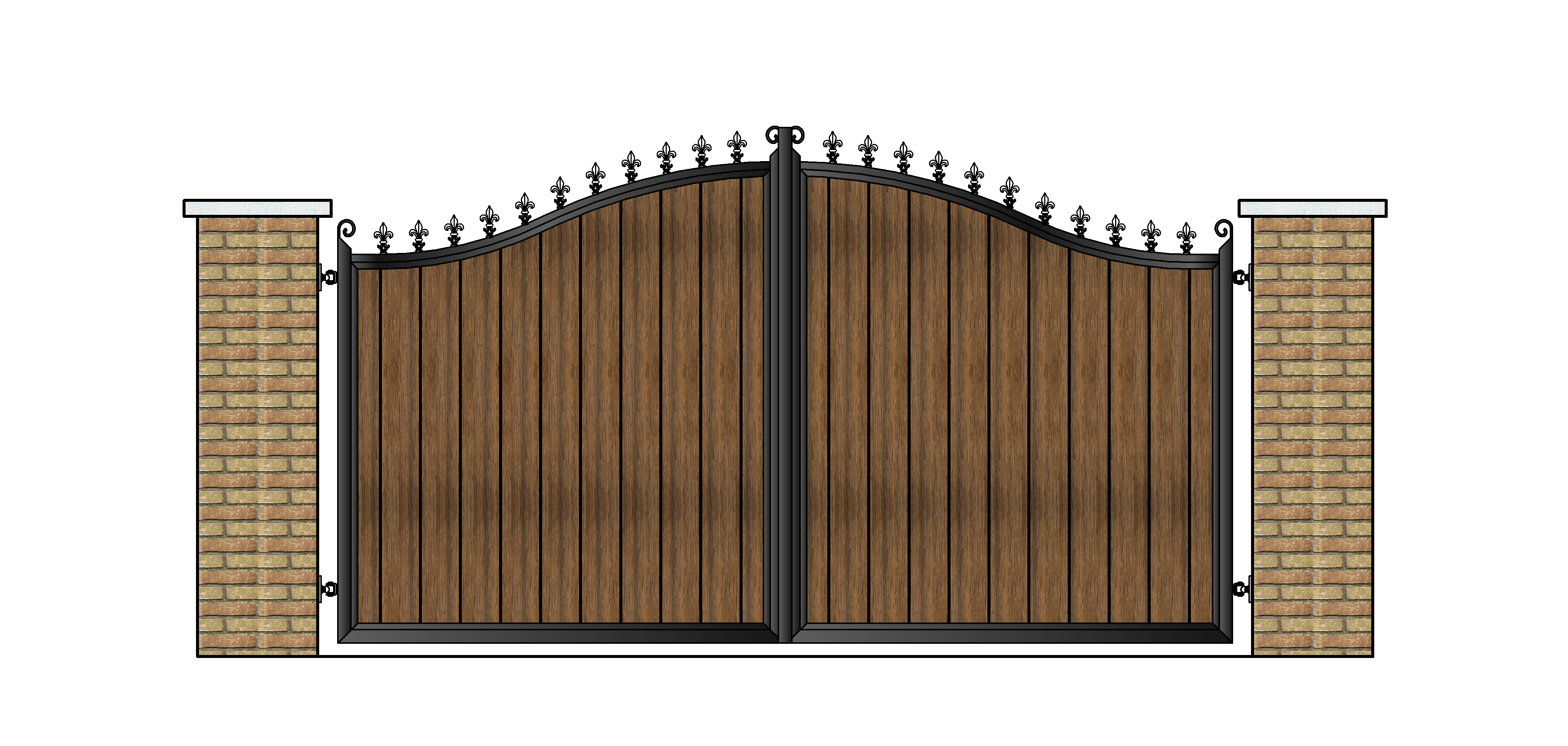Gate Designs- Swing Composite Driveway Gate Curved Top 1-2