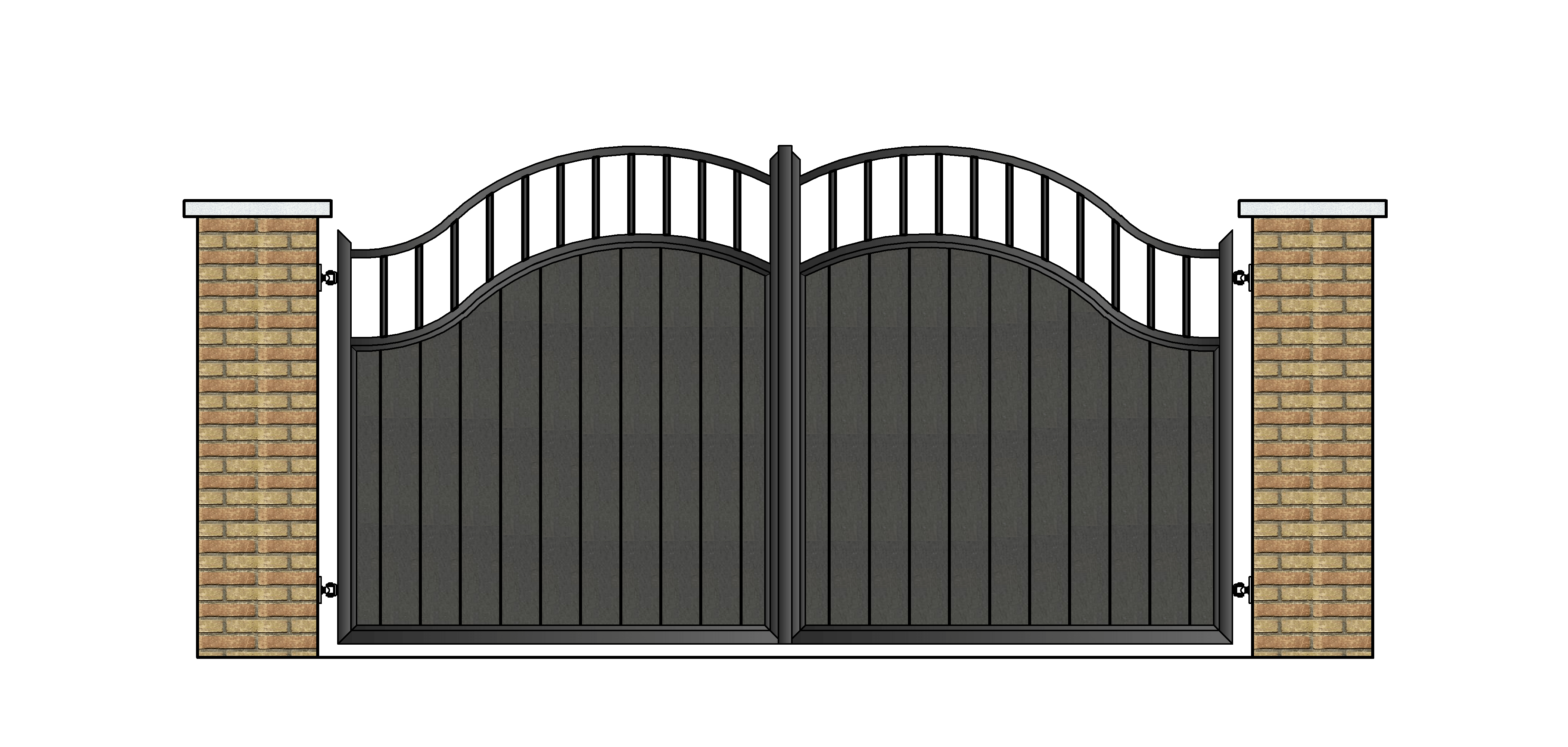 Gate Designs- Swing Composite Driveway Gate Curved Top 5.2