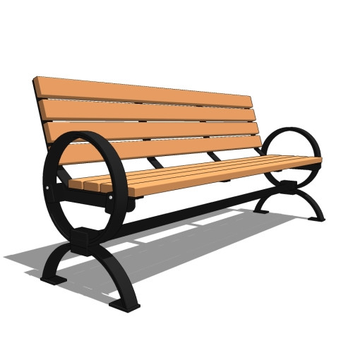 6' Plaza Avenue Back Metal Strap Bench | California Outdoor
