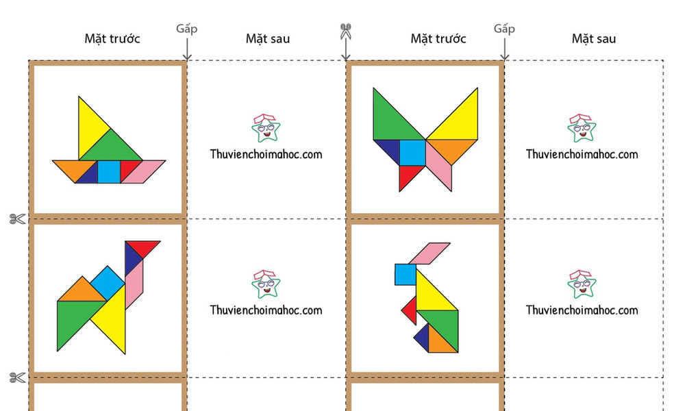 Memory game 40 mảnh - chủ đề Tangram. Trò chơi cho cả nhà.