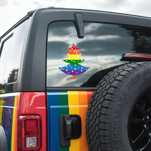 Rainbow Christmas Tree Car Decal | T & D Gifts