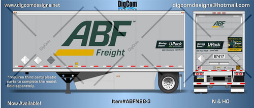 HO - ABF Freight 28´ Trailer | DigCom Designs – N & HO Scale Papercraft ...
