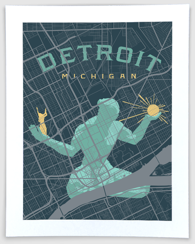 Detroit Block Map #2 - Michigan Art Print | The Mighty Mitten