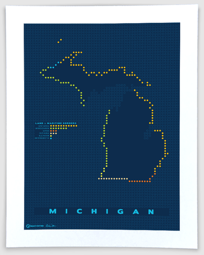 Border Map - Michigan Map Art Print | The Mighty Mitten