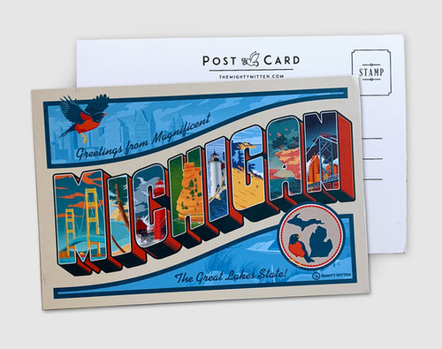 Greetings from Michigan Postcard | The Mighty Mitten