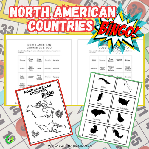 North American Countries Bingo Game | Raising Brain
