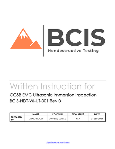 CGSB UT2 Written Instruction - Immersion Tank | BCIS NDT