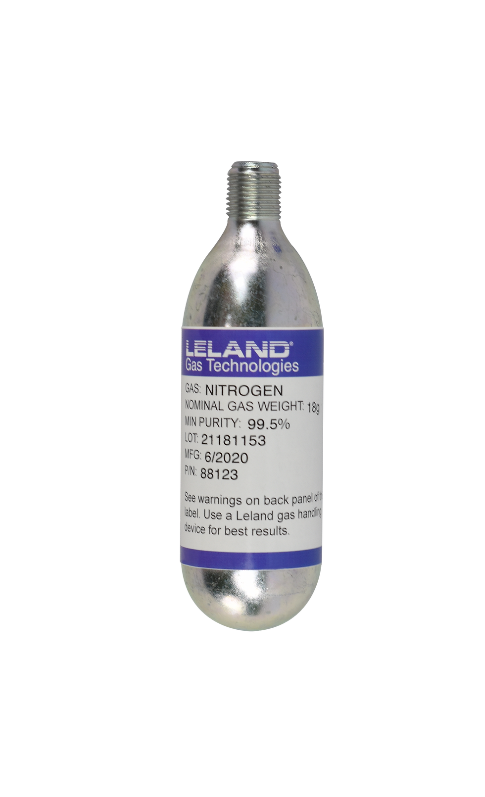 88123 Cartridge, Large, 95ml 18.5g +/-1.0g Nitrogen | Leland Gas Tech