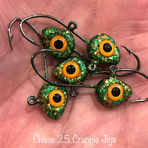 DD GREEN FIRE TIGER (5 pack) | Chase25 Crappie Jigs