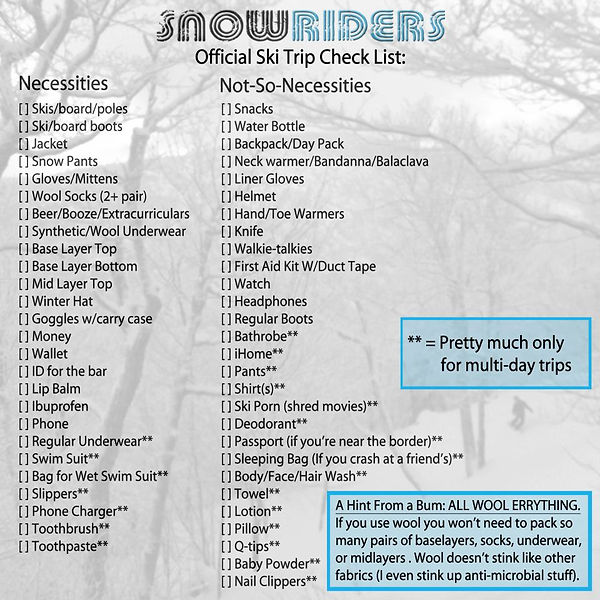 Gear Checklist | snowriders