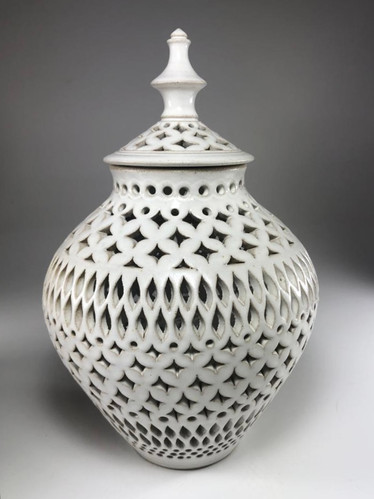 Hand Pierced Large Lidded Lattice Design | Lloyd Ceramics
