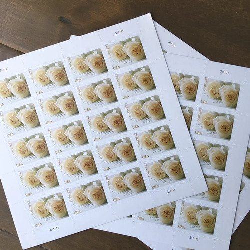 100 USPS WHITE ROSE FOREVER POSTAGE STAMPS | WWW.SHOPUSSTAMPS.COM