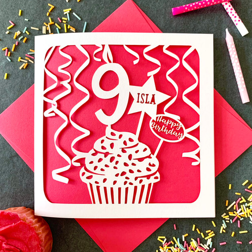 witm| Cupcake Personalised 9th Birthday Card