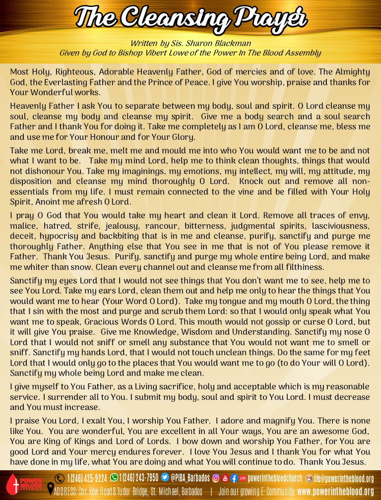 The Cleansing Prayer | Power In the Blood Assembly