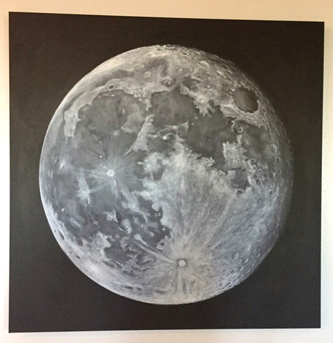 Large realistic moon painting 36“ x 36“ x 1.5“. Ready to hang | Travis ...