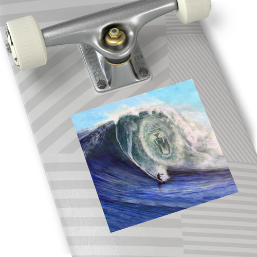 Big Wave Surfing Lion image in the crashing wave. Vinyl Sticker ...