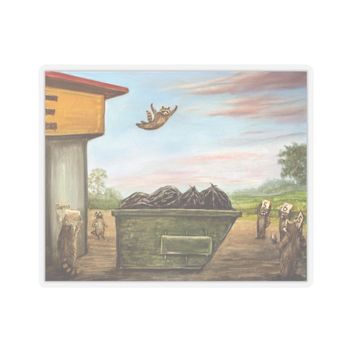 Raccoon Dumpster diving off a waffle house. Kiss-Cut Stickers | Travis ...