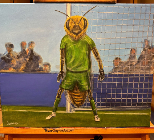 Bee keeper bee as a goalkeeper in soccer original acrylic painting 16 ...
