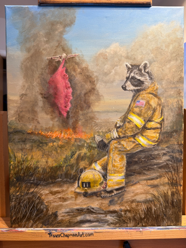 Kip the Raccoon fireman taking a break to drink some water original ...