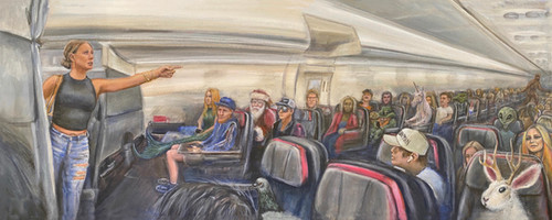 Airplane lady freaks out on airplane. Woman Not Reals characters on a ...