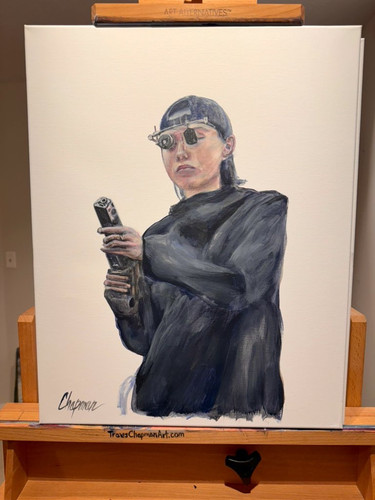 Main character shooter pistol champ Olympics original painting | Travis ...